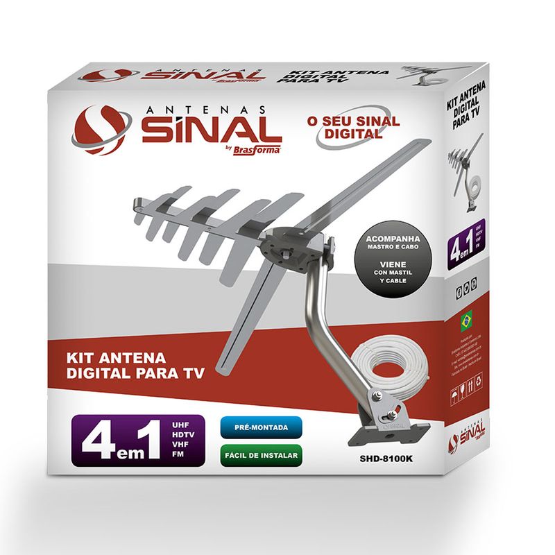 Kit Antena Externa TV Digital 4 em 1 HDTV, FM, UHF VHF – SHD-8100k ... Kit Antena Externa TV Digital 4 em 1 HDTV, FM, UHF VHF – SHD-8100k ...